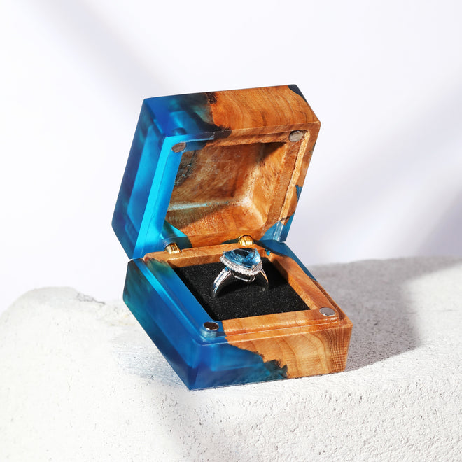 Ring Box for Proposal, Wood and Resin Engagement Ring Box Handmade Wooden Resin Ring Box for ...
